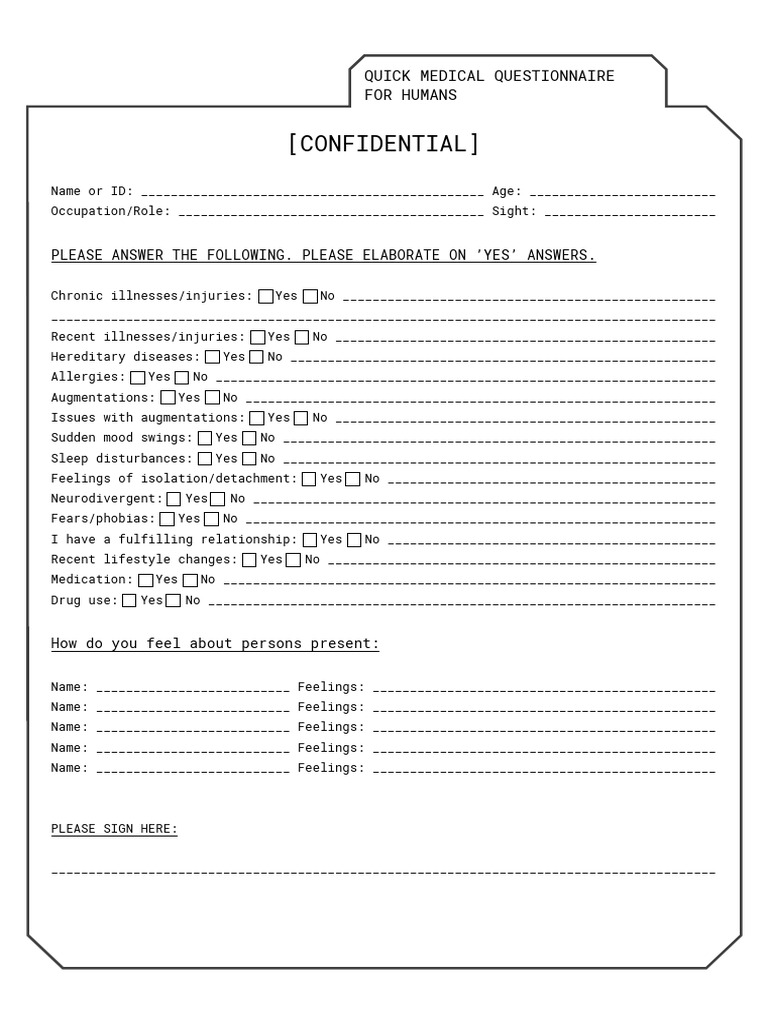 Quick Medical Questionnaire Form | PDF