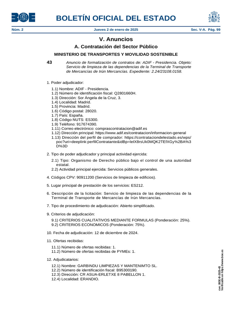 Boe B 2025 43 | PDF | Gobierno