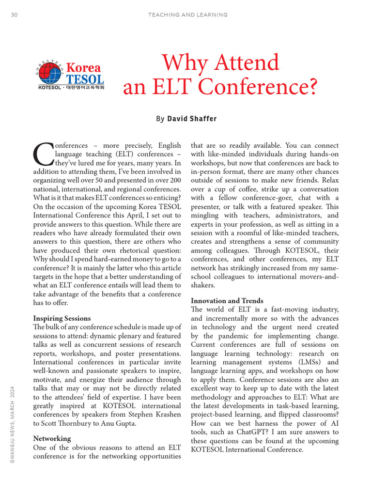 Why Attend An ELT Conference | PDF | Learning | Cognition