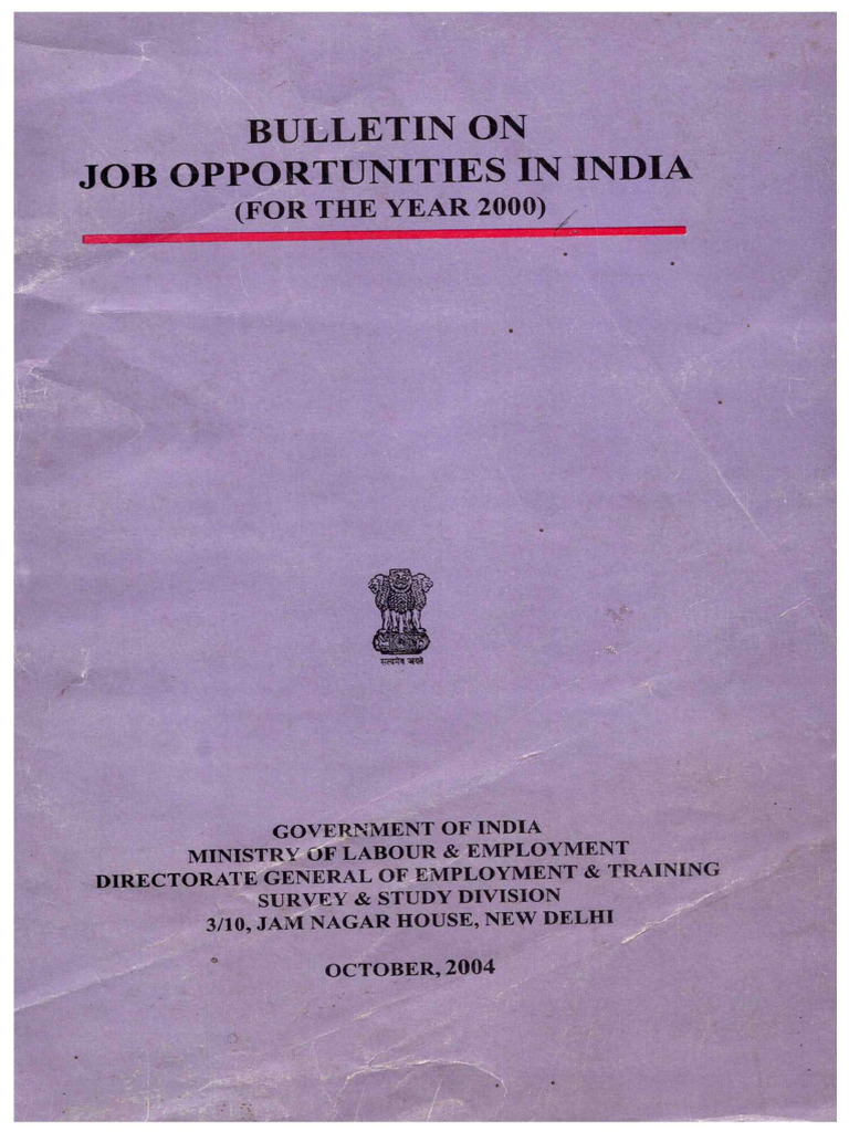 Bulletin On Job Opportunities in India 2000 | PDF