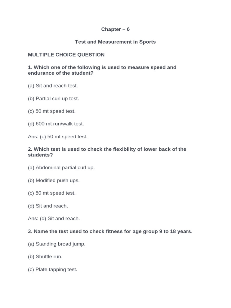 TST and Measurement XII CH - 6 | PDF | Physical Fitness