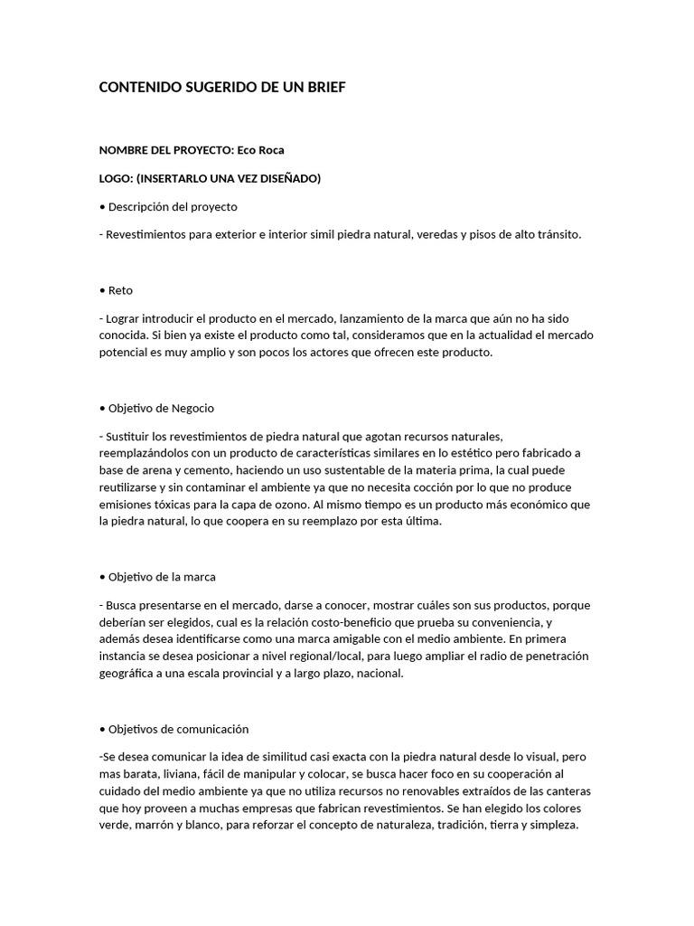 plantilla para completar _ brief | PDF | Marca | Entorno natural