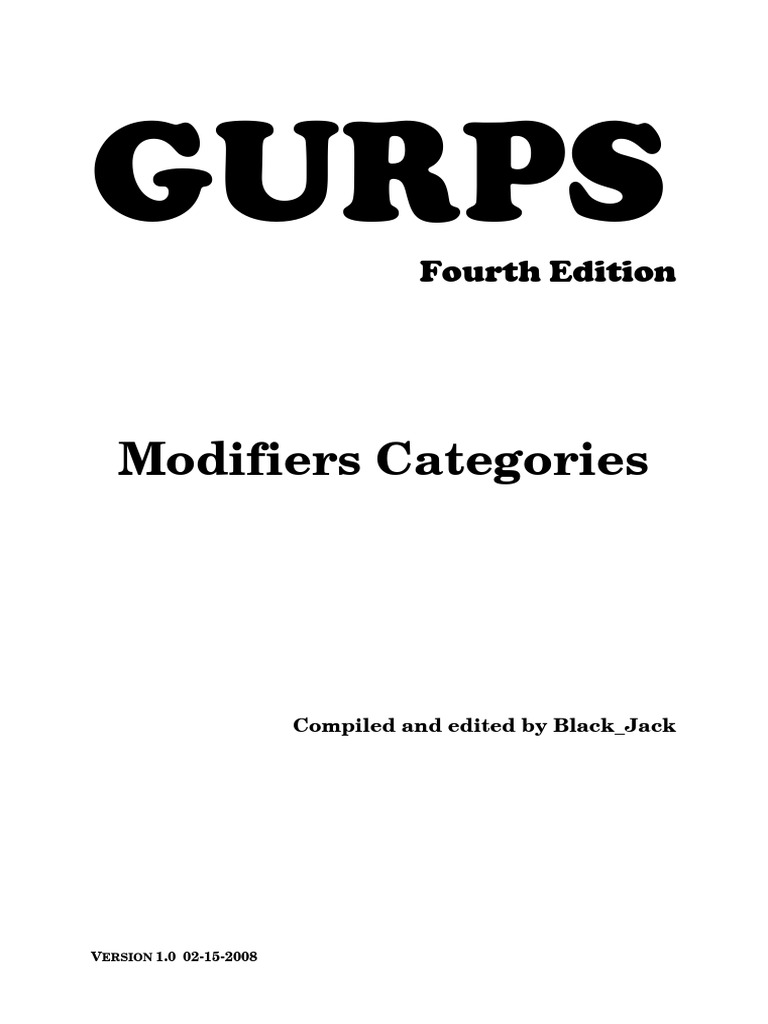 GURPS 4e - (Unofficial) Modifiers Categories by Black - Jack | PDF
