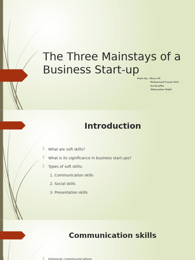 The Three Mainstays of A Business Start-Up | PDF