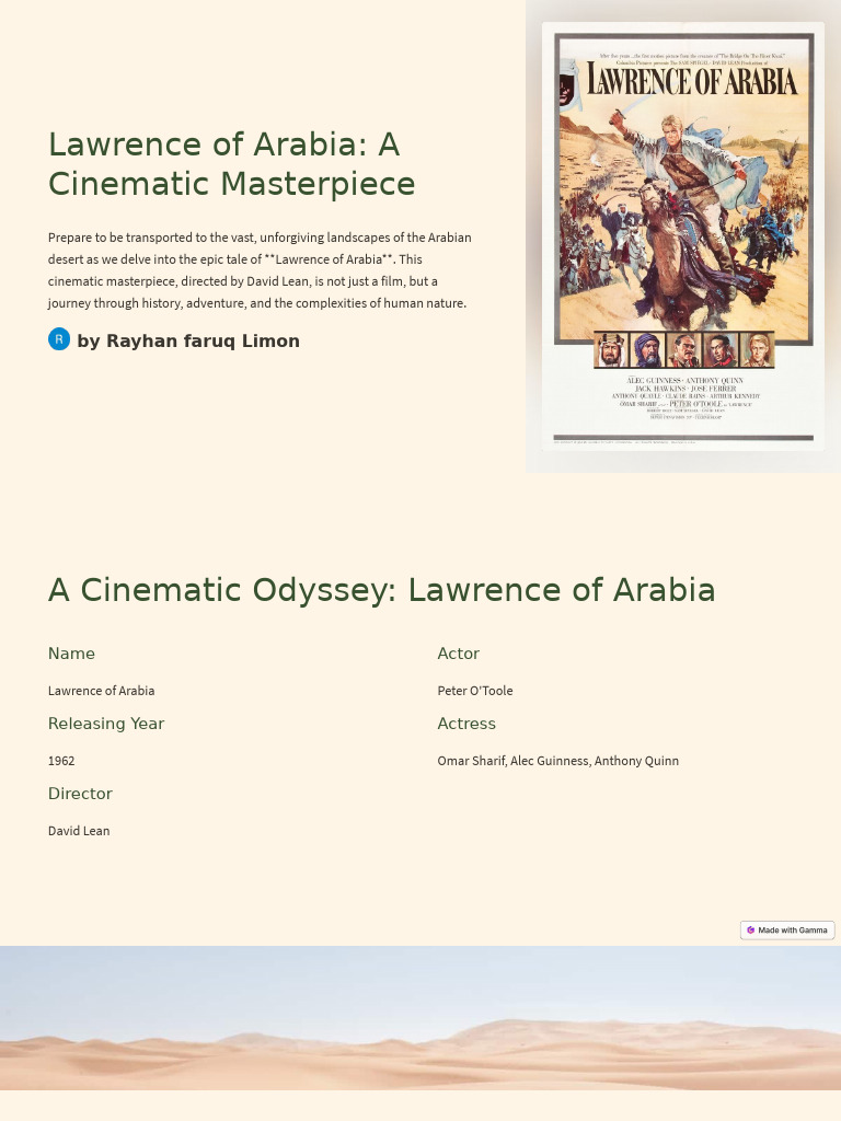 Lawrence of Arabia a Cinematic Masterpiece | PDF | Arabian Peninsula