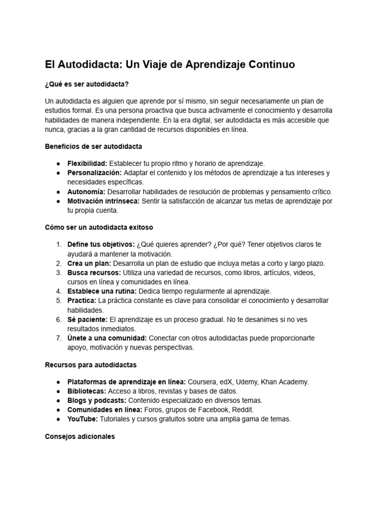 El Autodidacta | PDF | Aprendizaje | Motivación
