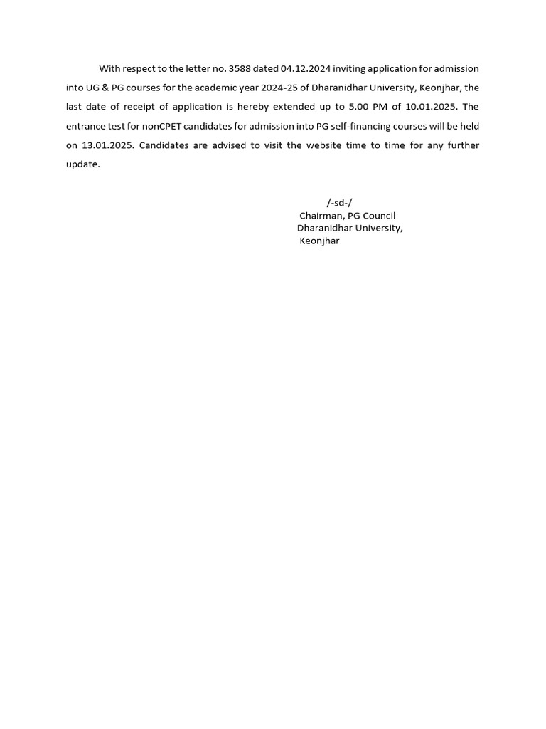 Extension of Admission | PDF