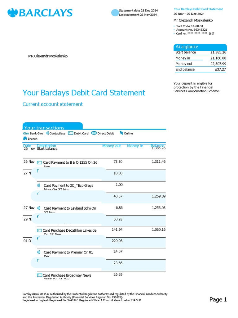 Credit Card Statement OM | PDF | Overdraft | Debit Card