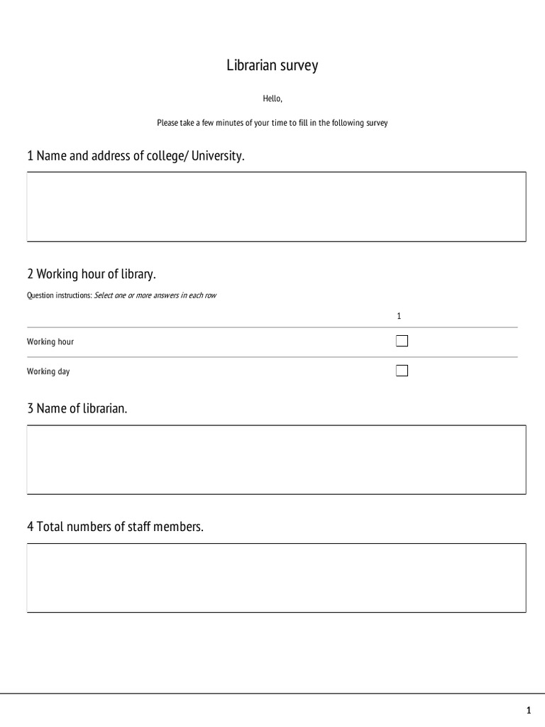 Librarian Survey for Library Services | PDF | Libraries | Information ...