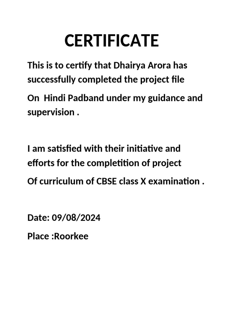 CBSE Class X Project Completion | PDF
