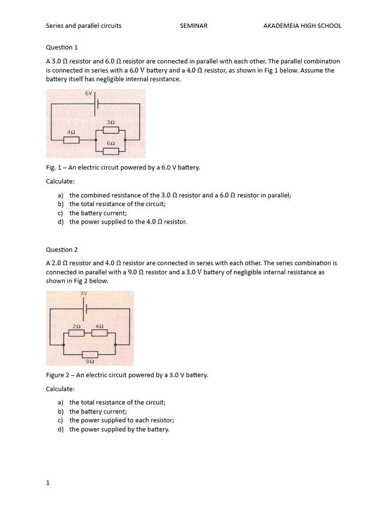 Series and Parallel Circuit Calculations | PDF | Series And Parallel ...
