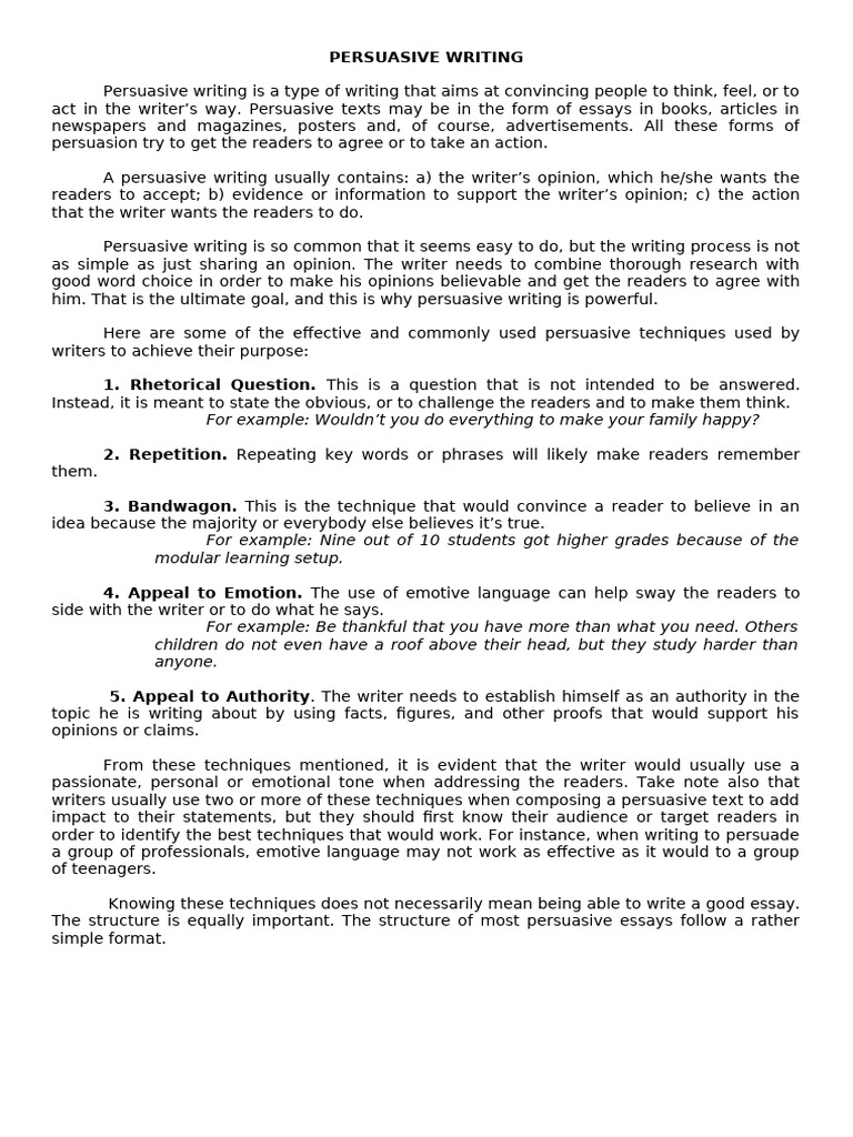 Persuasive-Writing | PDF | Cognition | Communication