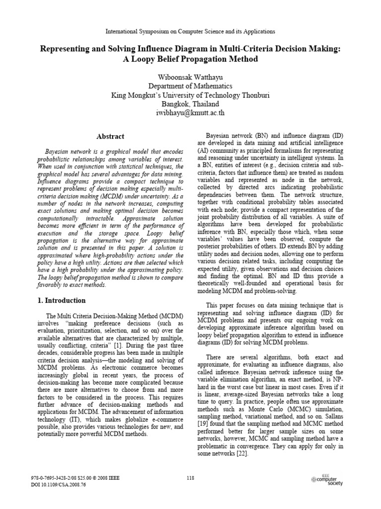 Influence Diagrams for MCDM | PDF | Bayesian Network | Statistical ...