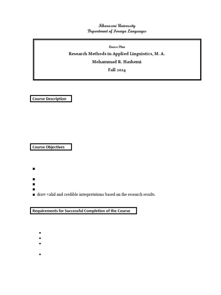 Research Methods MA 2024 | PDF | Methodology | Procedural Knowledge