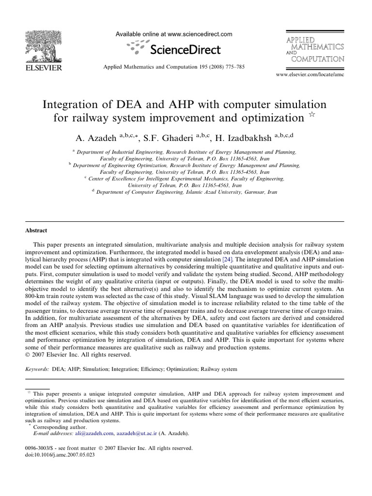 (A. Azadeh S.F. Ghaderi H. Izadbakhsh 2009) - Integration of DEA and AHP With Computer ...