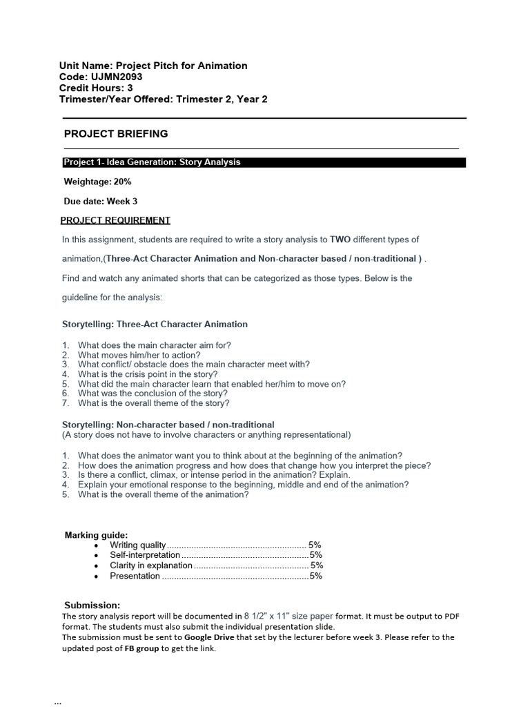Animation Project Pitch Guidelines | PDF | Animation | Information