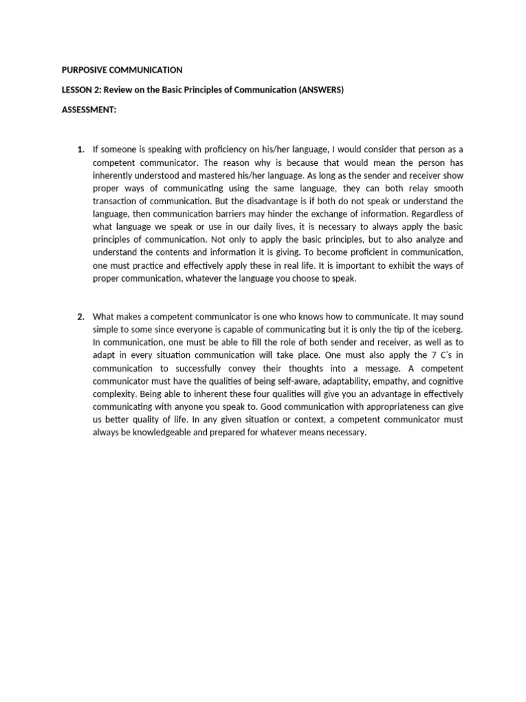 Lesson 2 Answers | PDF