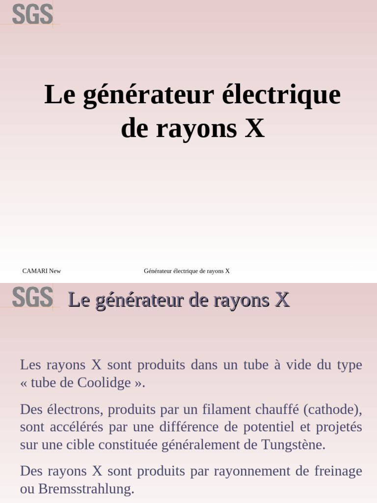 5 - Le Générateur de Rayons X | PDF | Rayon X | Chimie physique