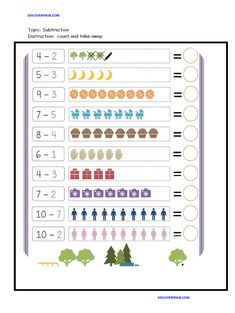 Subtraction: Count and Take-Away Guide | PDF