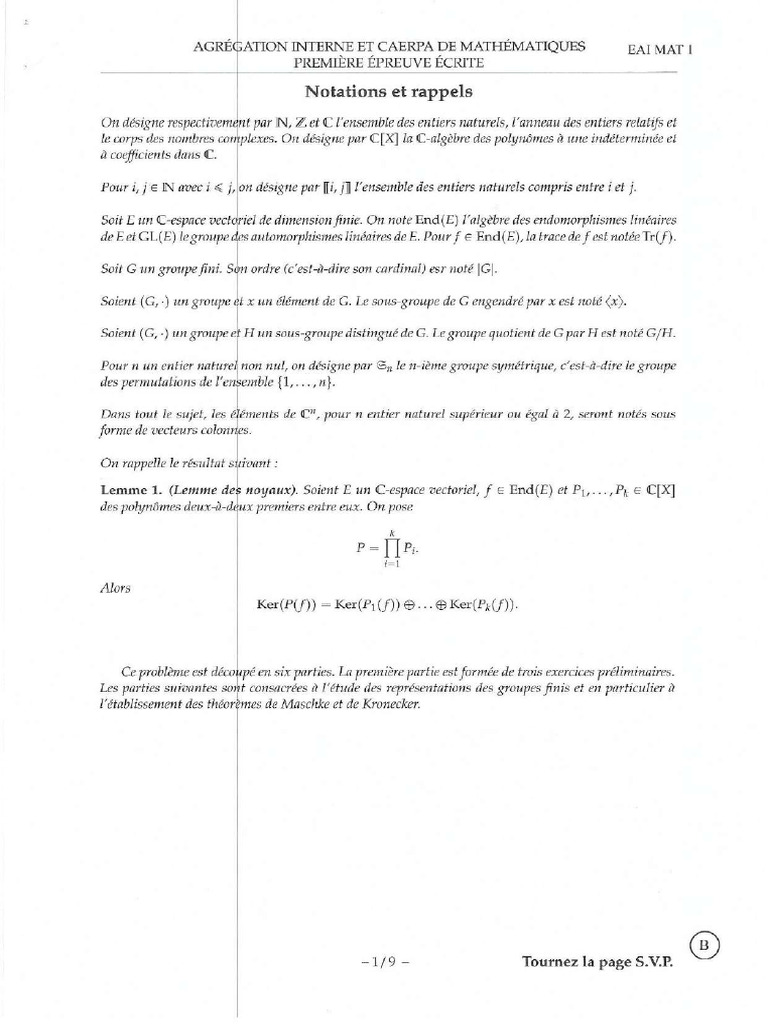 s2024 Agreg Interne Math 1 HC Compressed | PDF