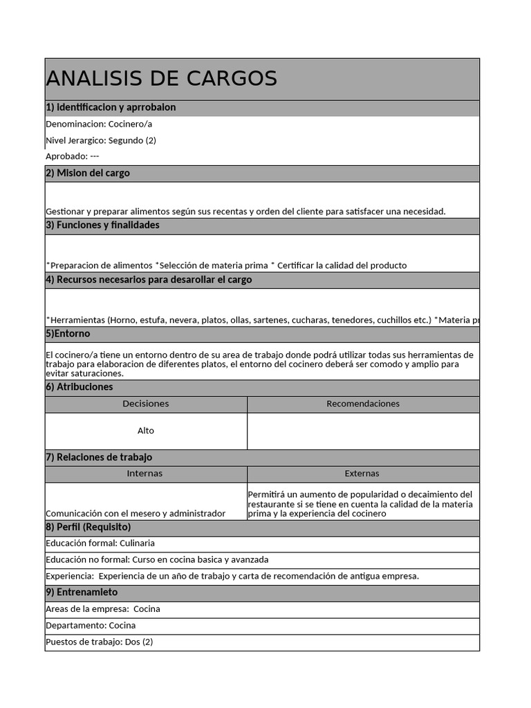 Analisis de Cargos | PDF