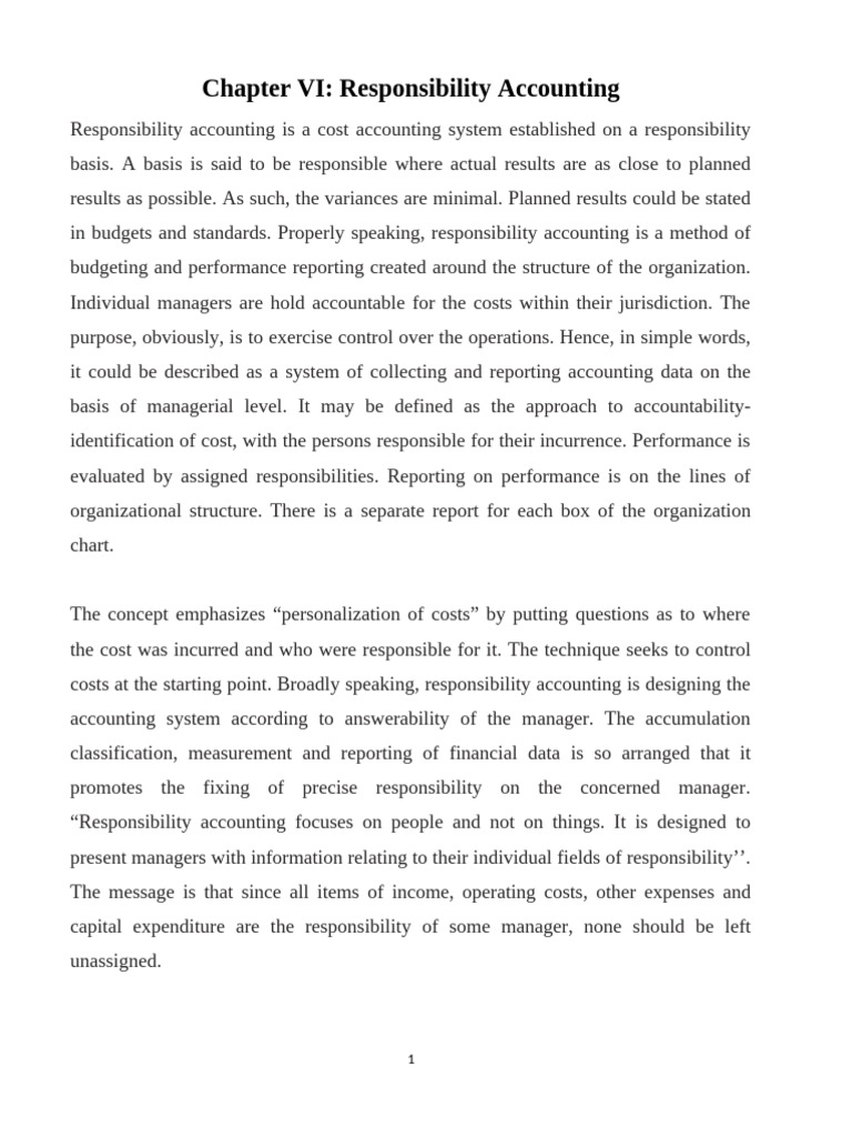 Understanding Responsibility Accounting | PDF | Expense | Cost