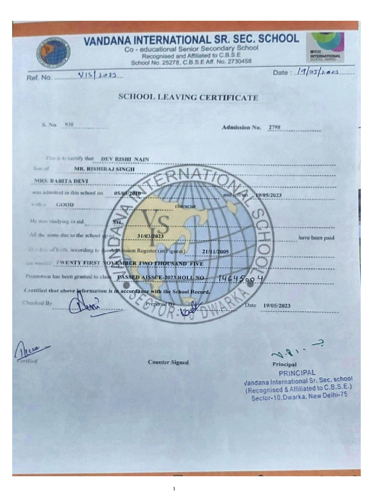 School Leaving Certificate | PDF