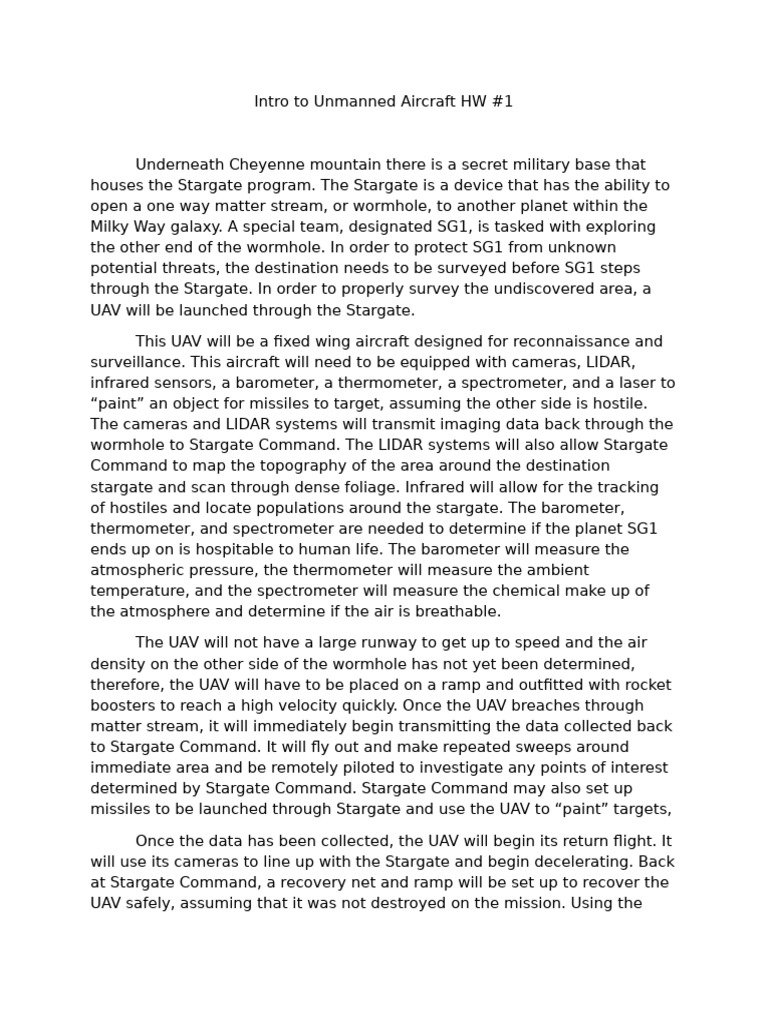 Intro to UAS HW1 - Evans cte86 | PDF | Unmanned Aerial Vehicle | Lidar