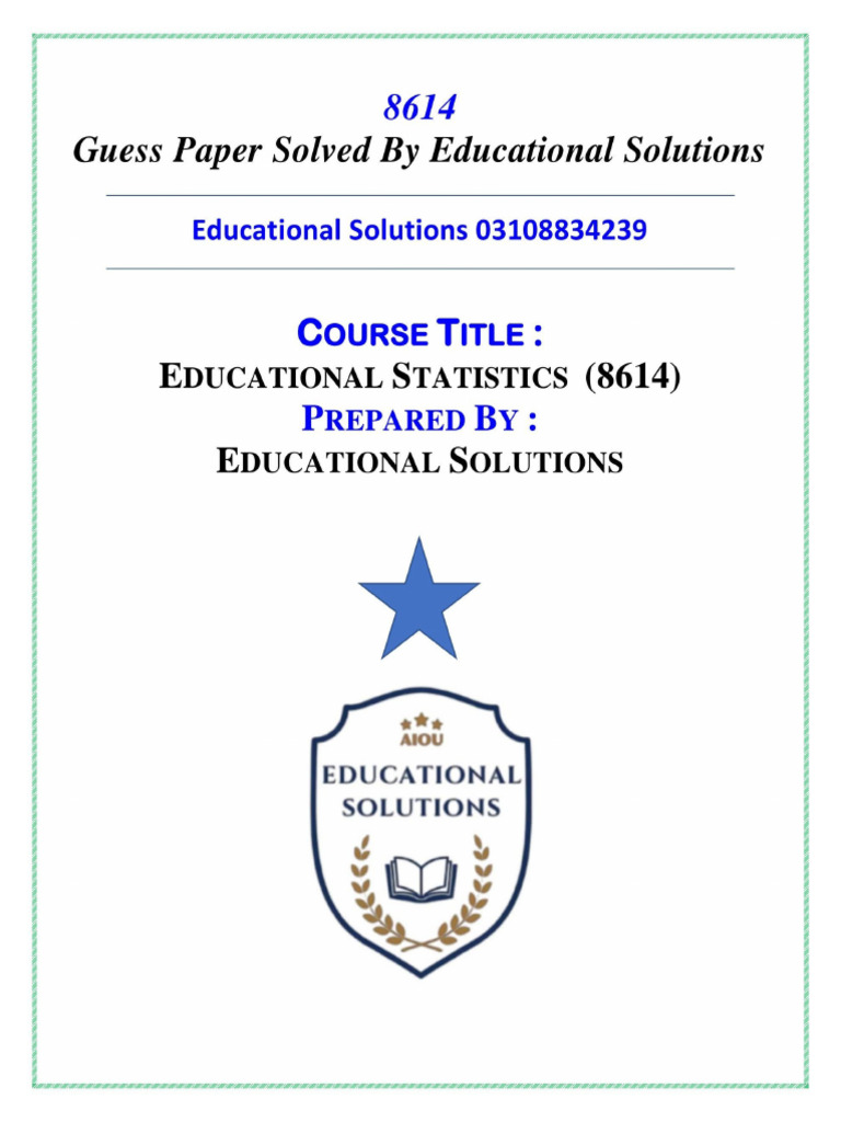 Guess Paper Educational Statistics (8614) - Copy | PDF
