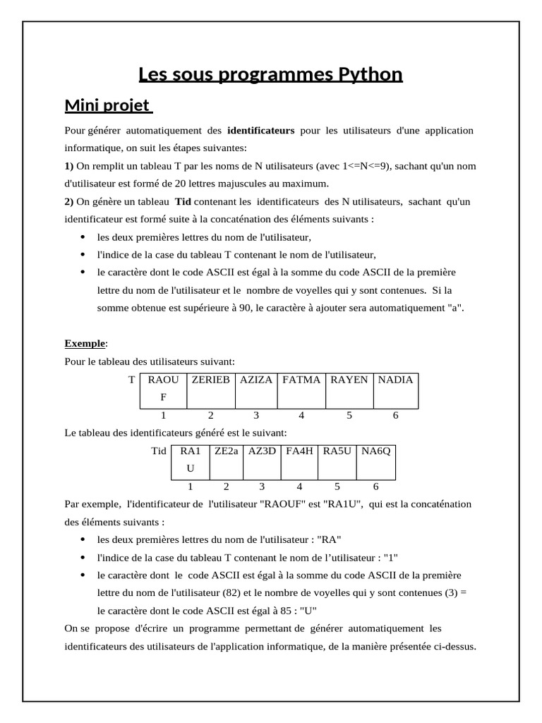 Mini Projet Modulaire Python | PDF