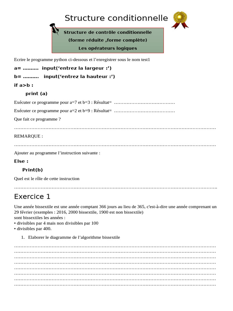 Structure Conditionnelle | PDF