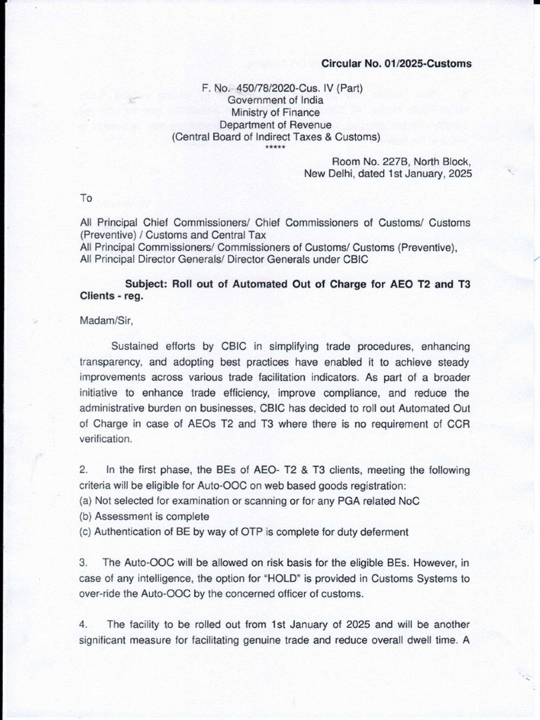 Circular No 01 2025 | PDF