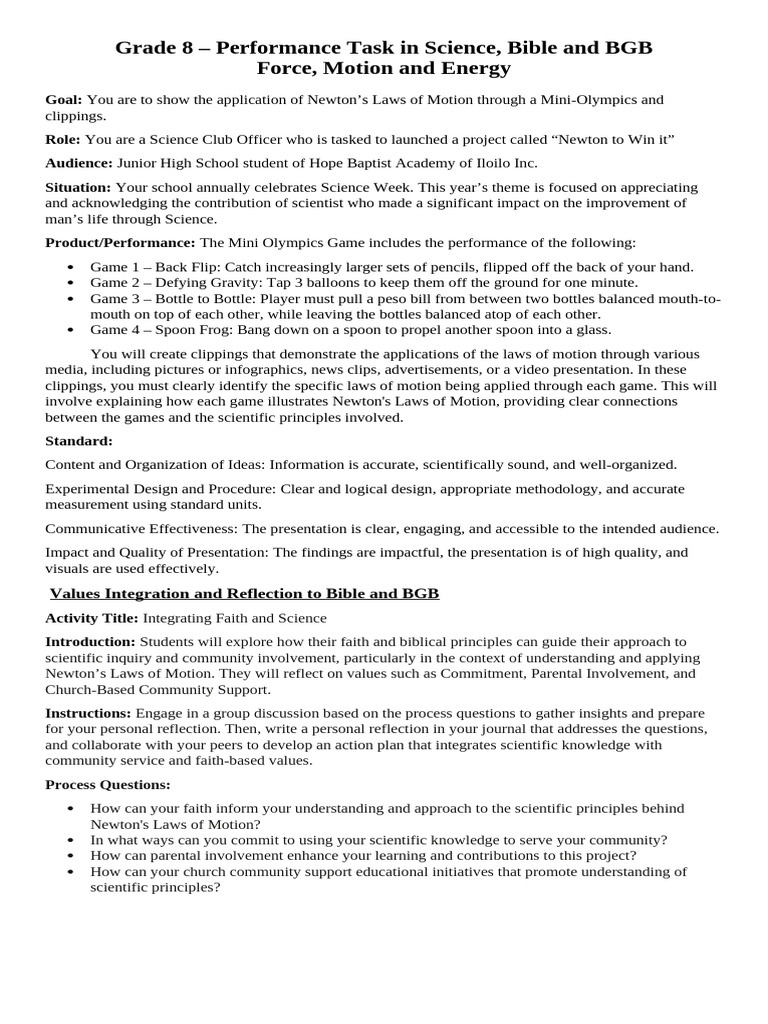 Grade 8 - Performance Task Q1 - GRASP | PDF | Science | Scientific Method