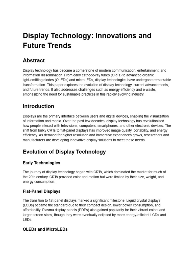 Display Technology - Innovations and Future Trends | PDF | Oled ...