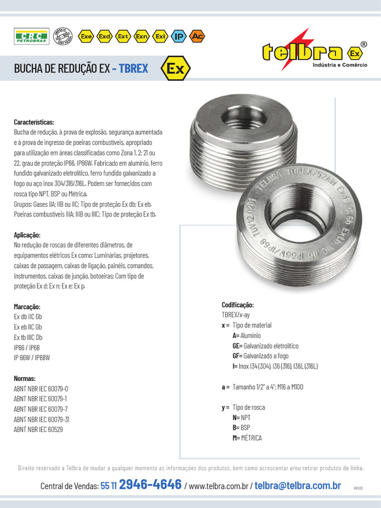 Bucha de Redução Ex - Tbrex | PDF | Metais | Materiais