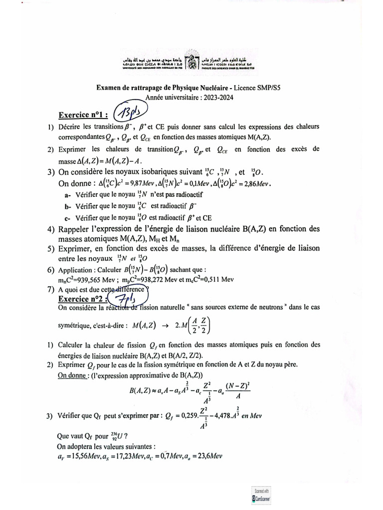 EXAMEN RATTRAPAGE 2023-2024 | PDF