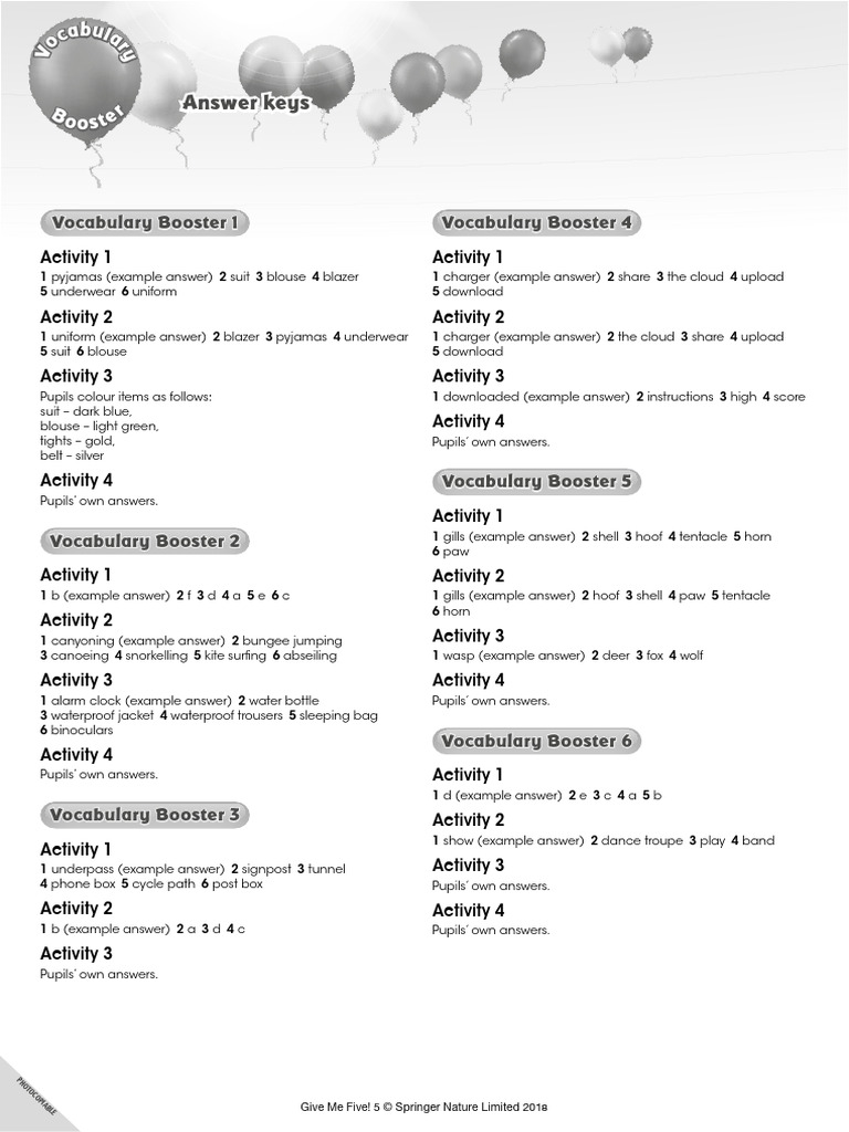 GMF L5 Vocabulary Boosters Answer Key | PDF | Fashion | Clothing