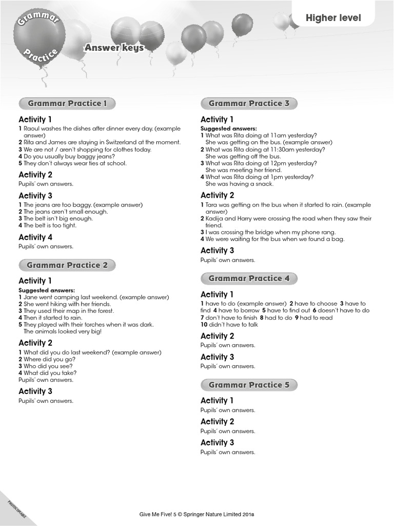 Grammar Practice Answer Keys | PDF