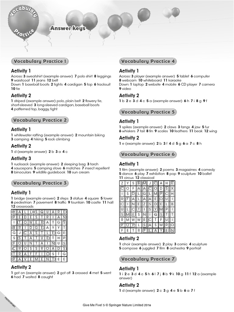 GMF L5 Vocabulary Practice Answer Key | PDF