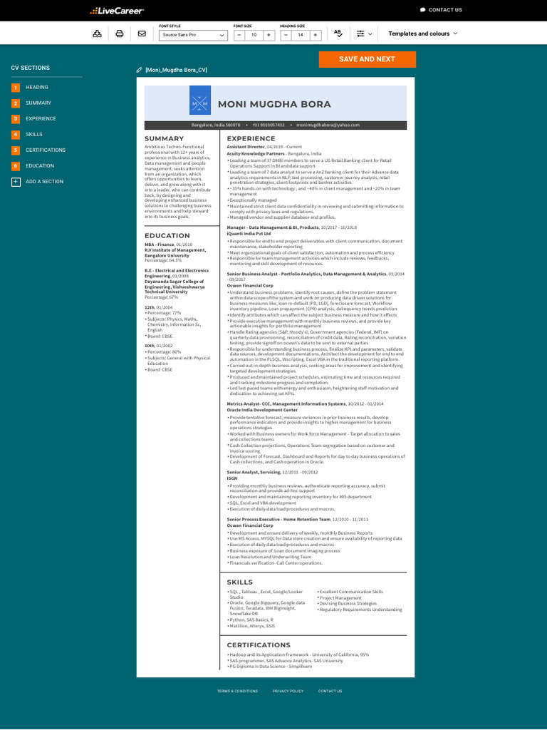 Moni Mugdha Bora CV Overview | PDF | Performance Indicator | Analytics