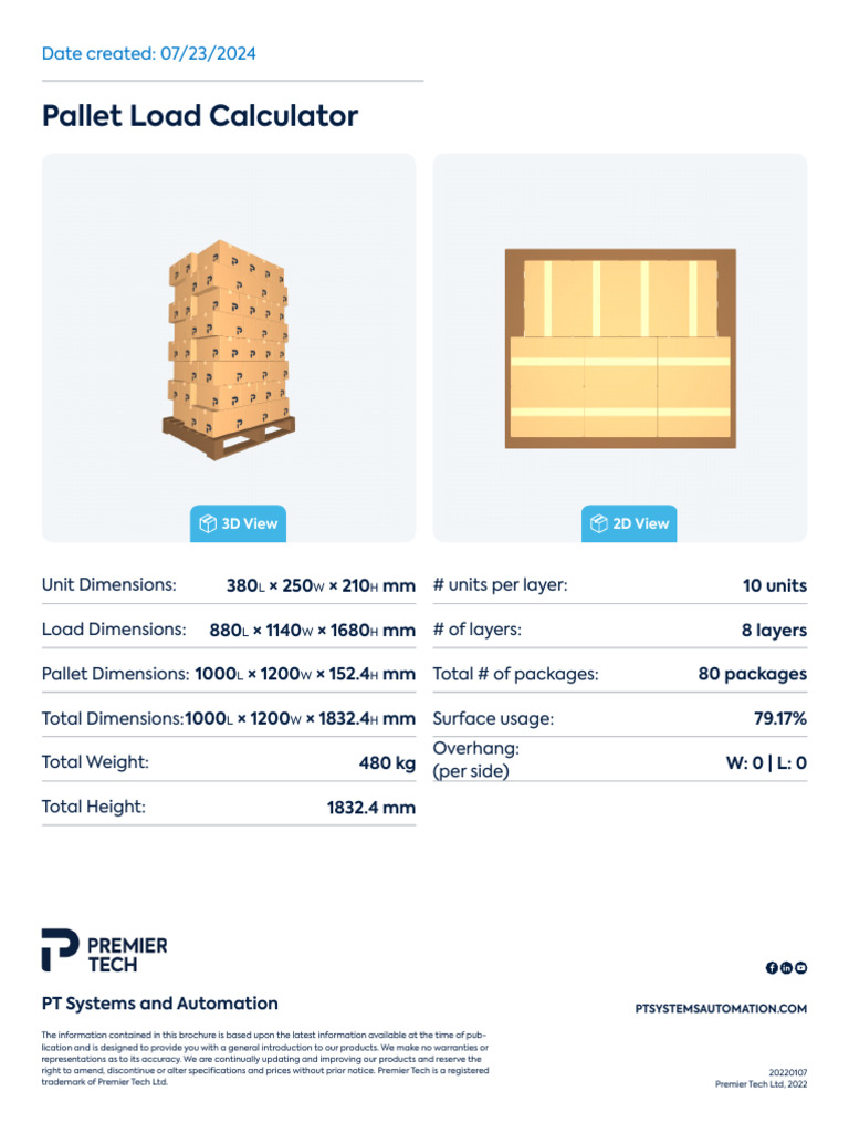 Premier Tech Pallet Calculator - Configuration Results | PDF