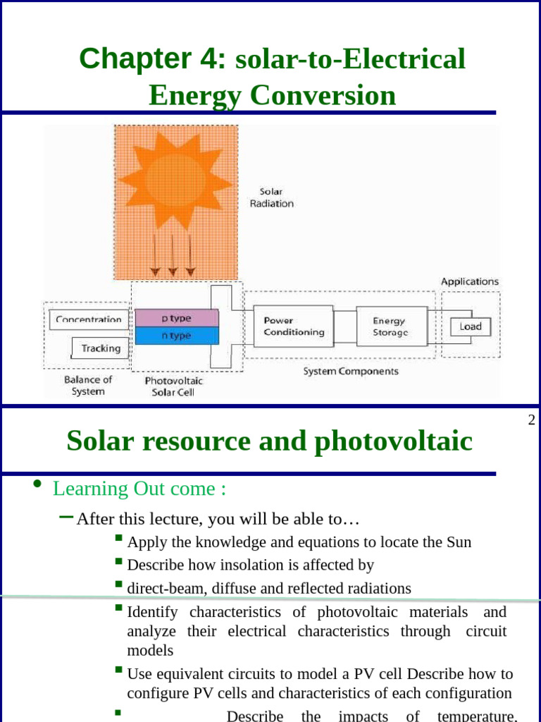 Chapter 4 Solar Energy To Electrcity Conversion Solar Photovoltaic ...