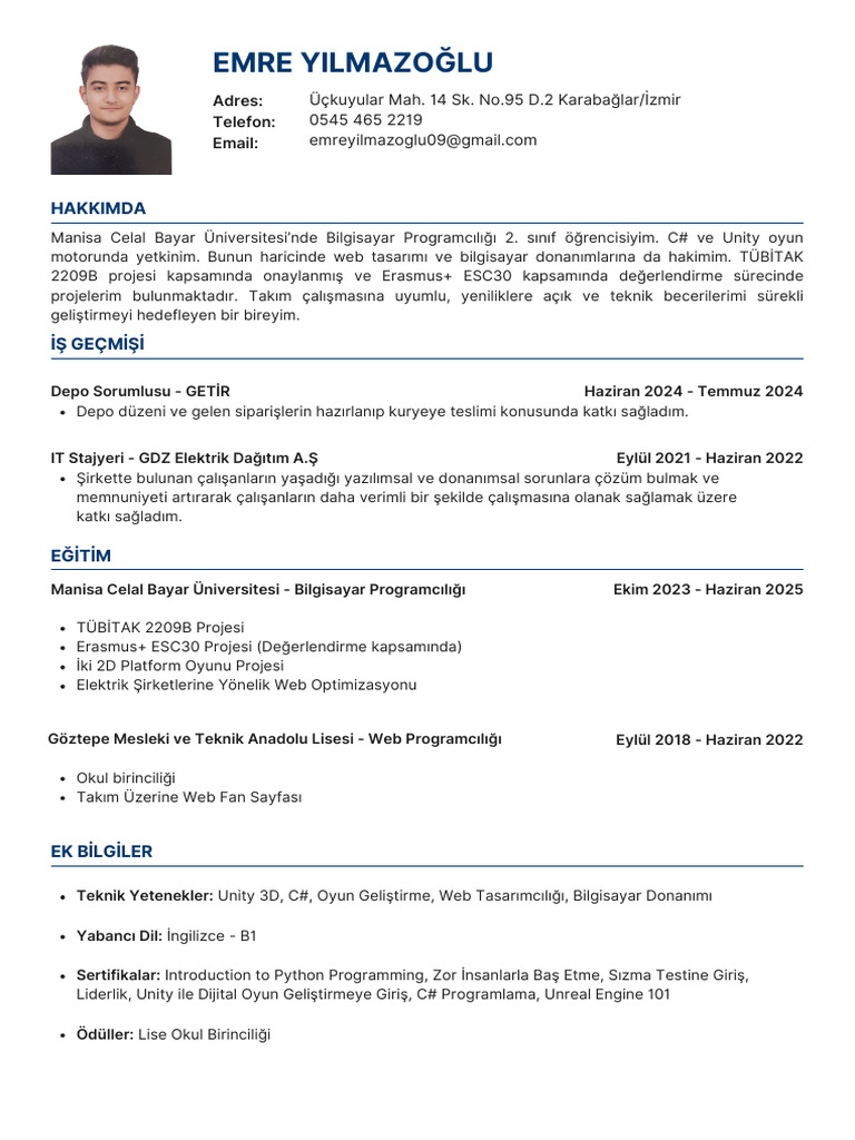 Emre Yilmazoglu CV | PDF