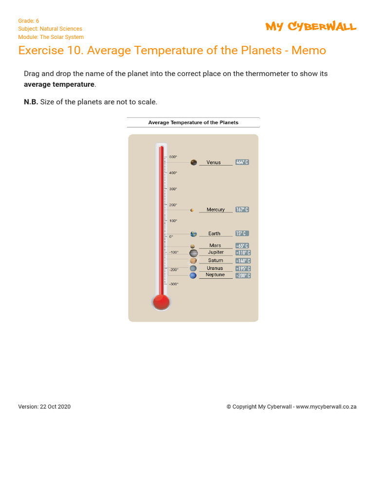 Average Temperature of The Planets - Memo | PDF