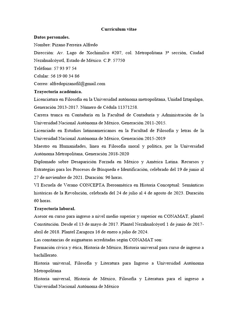 CV Apf 2024 | PDF | México | America latina