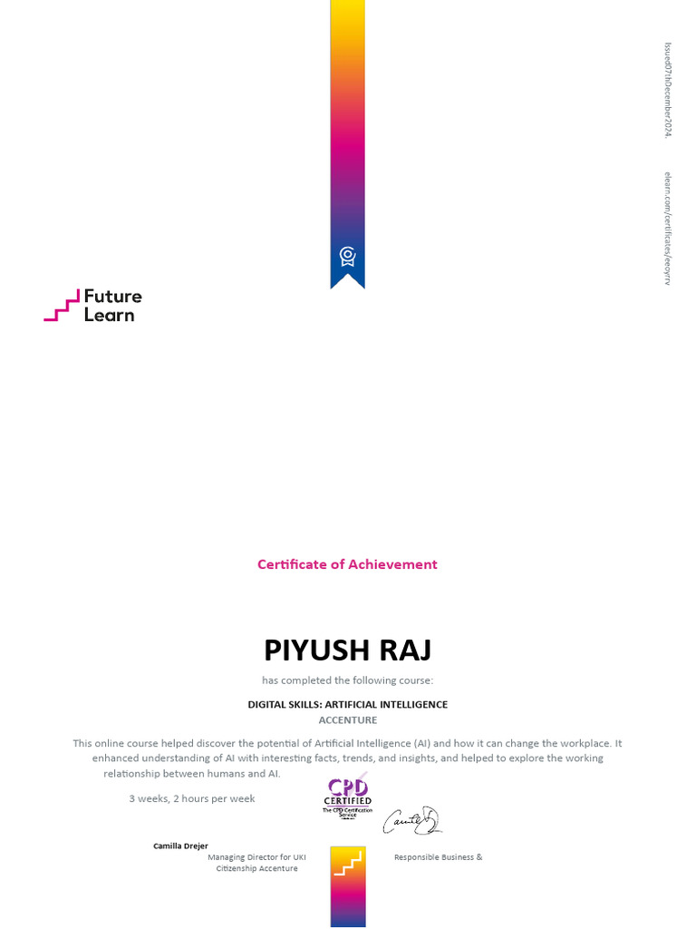 Certificate Mooc | PDF | Artificial Intelligence | Intelligence (AI ...