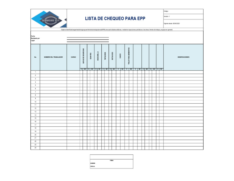 Check List de EPP_DJT | PDF