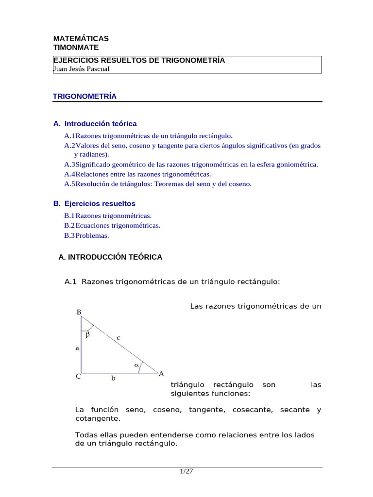 Ejercicios de Trigonometria - Resueltos | PDF | Trigonometría ...