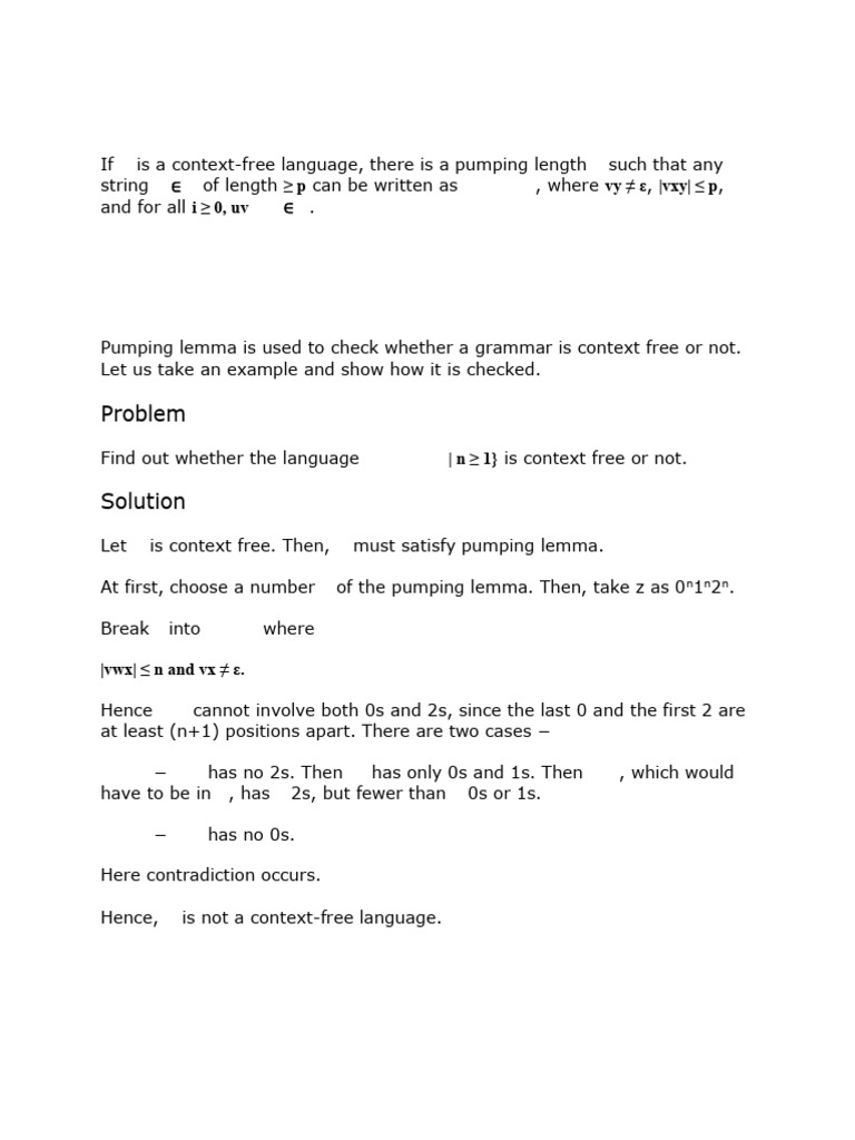 Lemma-1 | PDF | Parsing | Theoretical Computer Science