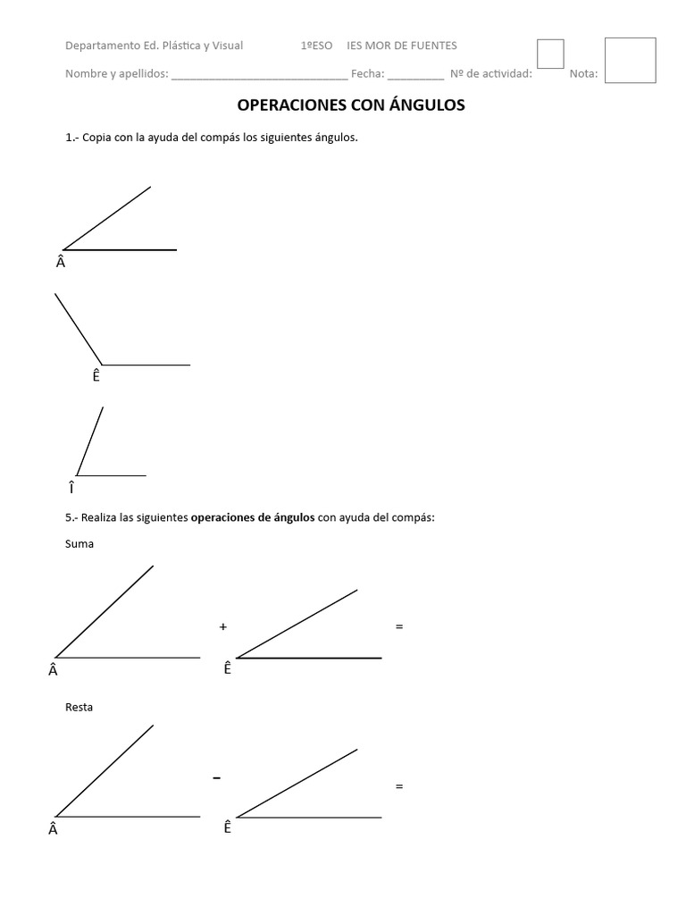 REPASO Operaciones Ángulos | PDF
